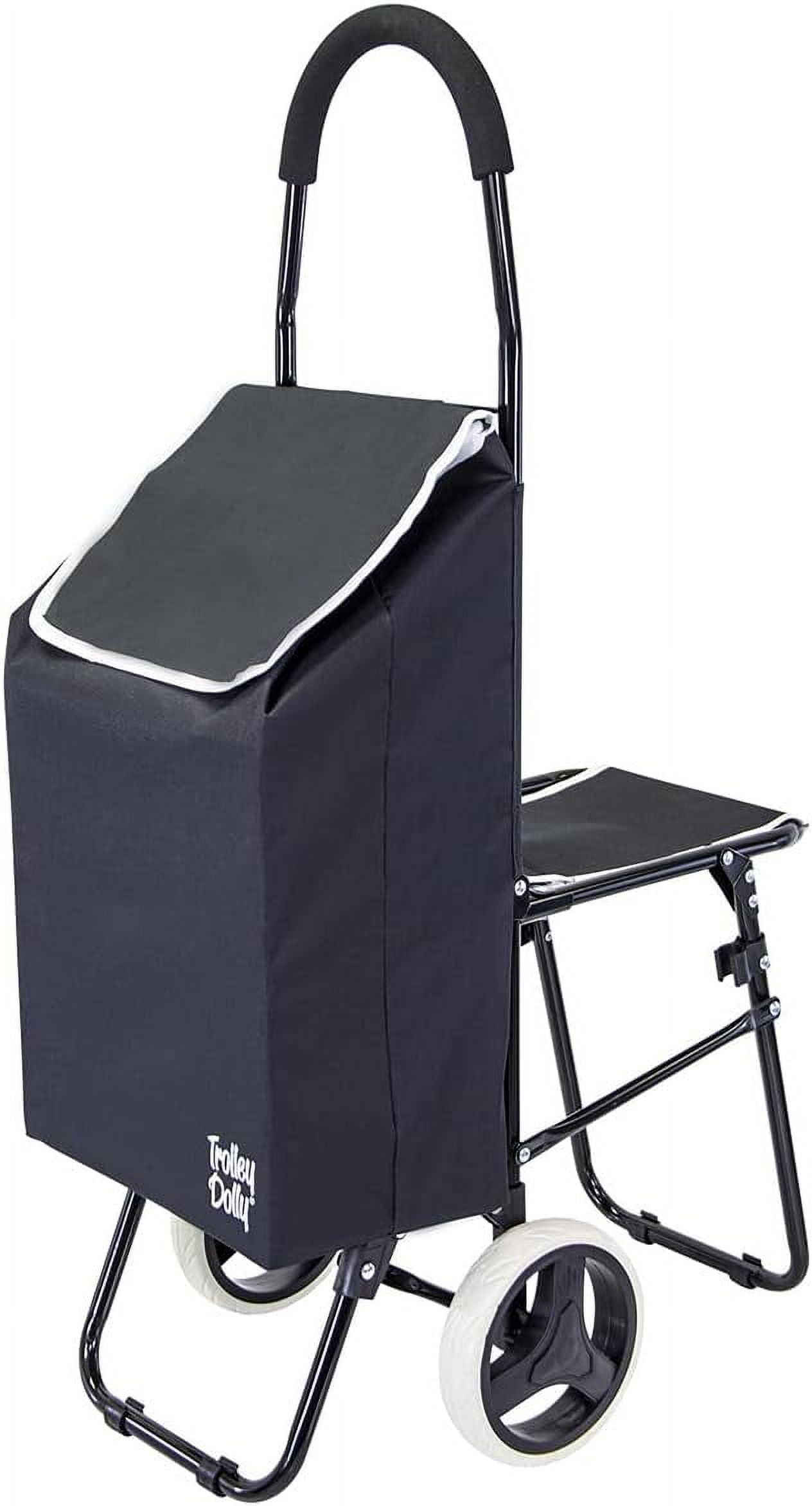 Trolley with Chair - Foldable Grocery Cart Wheels - Multi Use Rolling ...