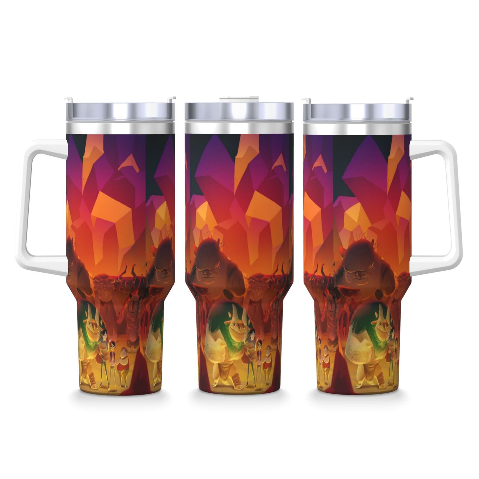 Trollhunters 40 OZ Ice Bully Cup with Handle Straw Lid, Double Wall ...