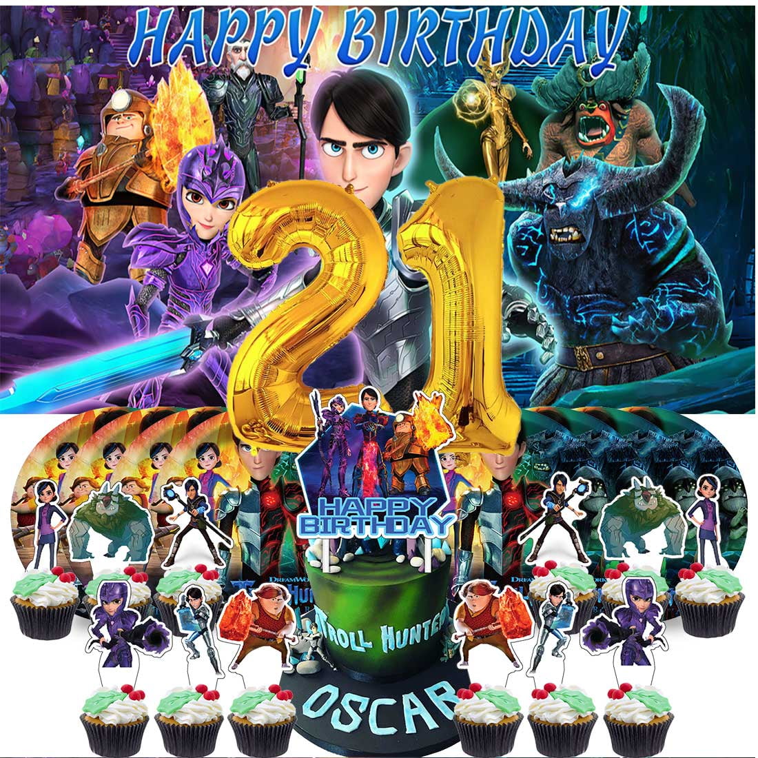 Trollhunters Balloons Party Supplies 21th Decor Tableware Birthday Cake ...