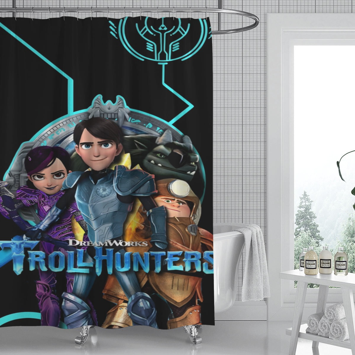 Trollhunters shower curtain displays an eye-catching design, is ...
