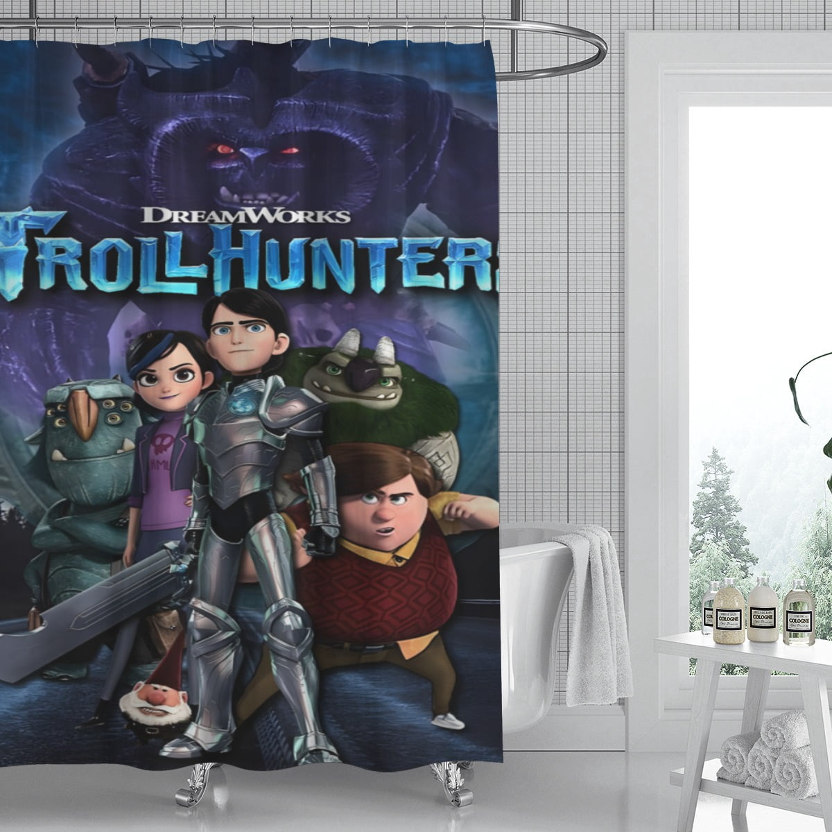 Trollhunters shower curtain features a classic print, is waterproof for ...