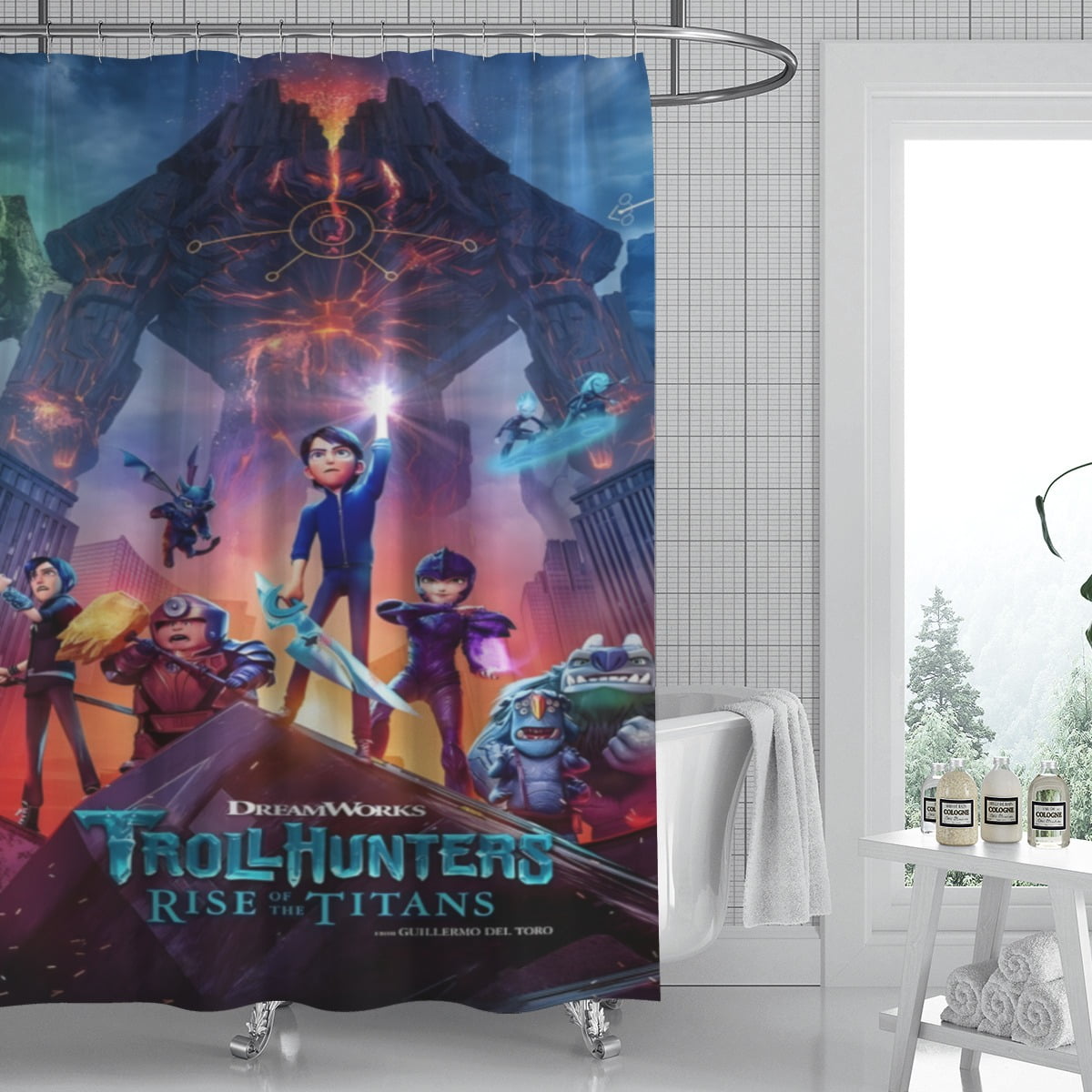 Trollhunters shower curtain features a striking image, is waterproof ...