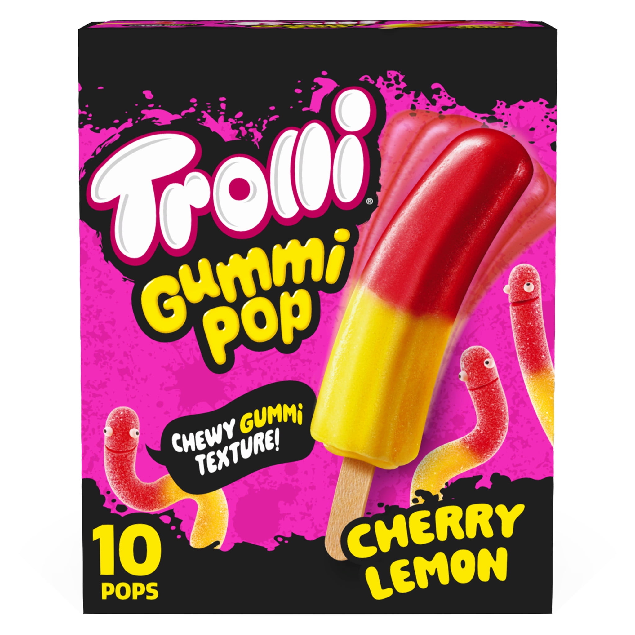 Trolli Frozen Gummi Pops Chewy Sour Gummy Candy Frozen Snacks, Cherry ...