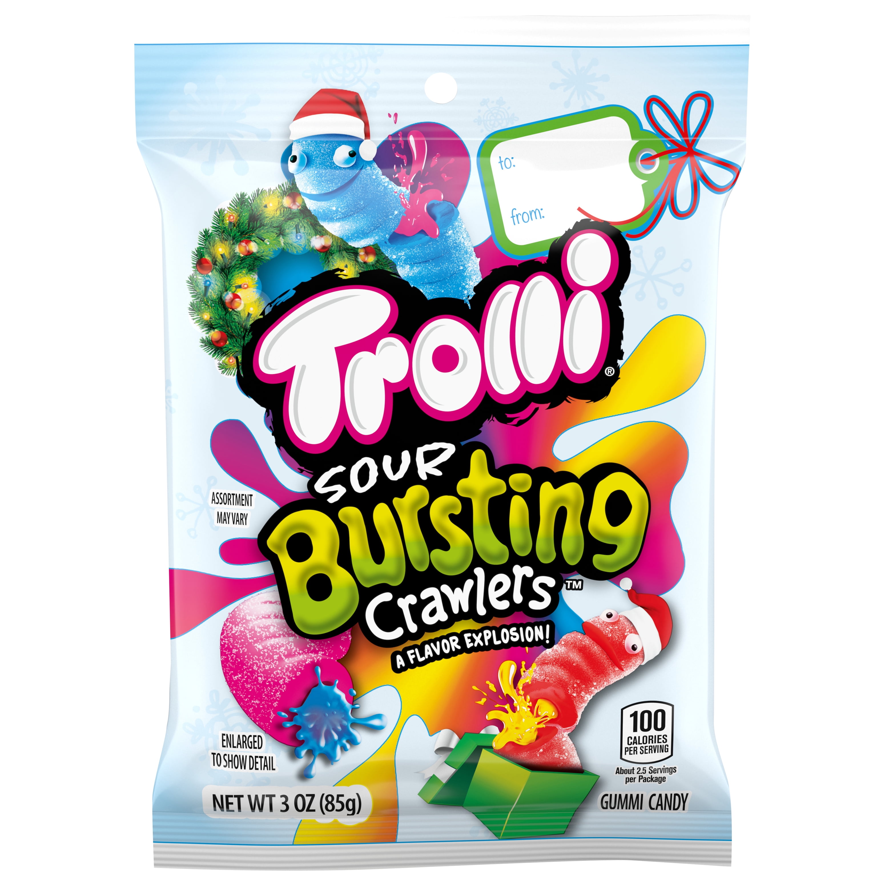 Trolli Christmas Gummies, Sour Brite Bursting Crawlers Candy, 3oz ...