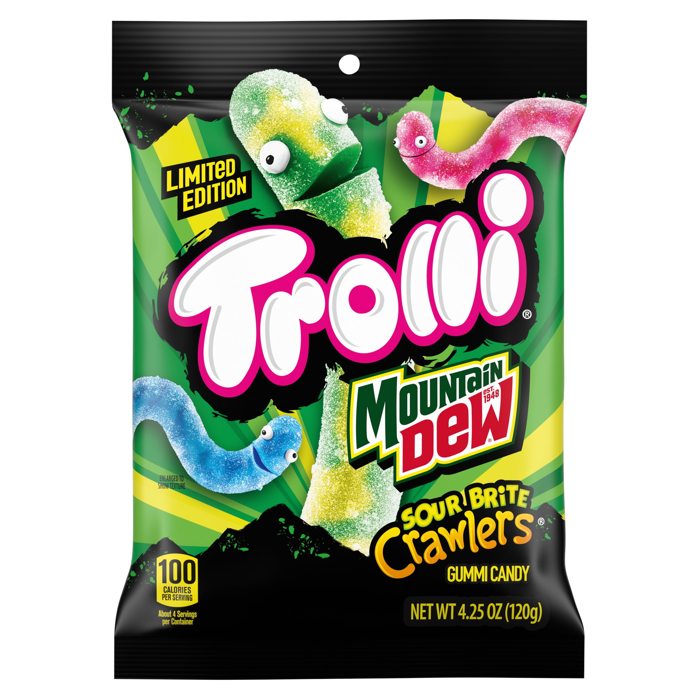 Trolli Mountain Dew Sour Brite Crawlers 4.25 Ounce Peg - Walmart.com