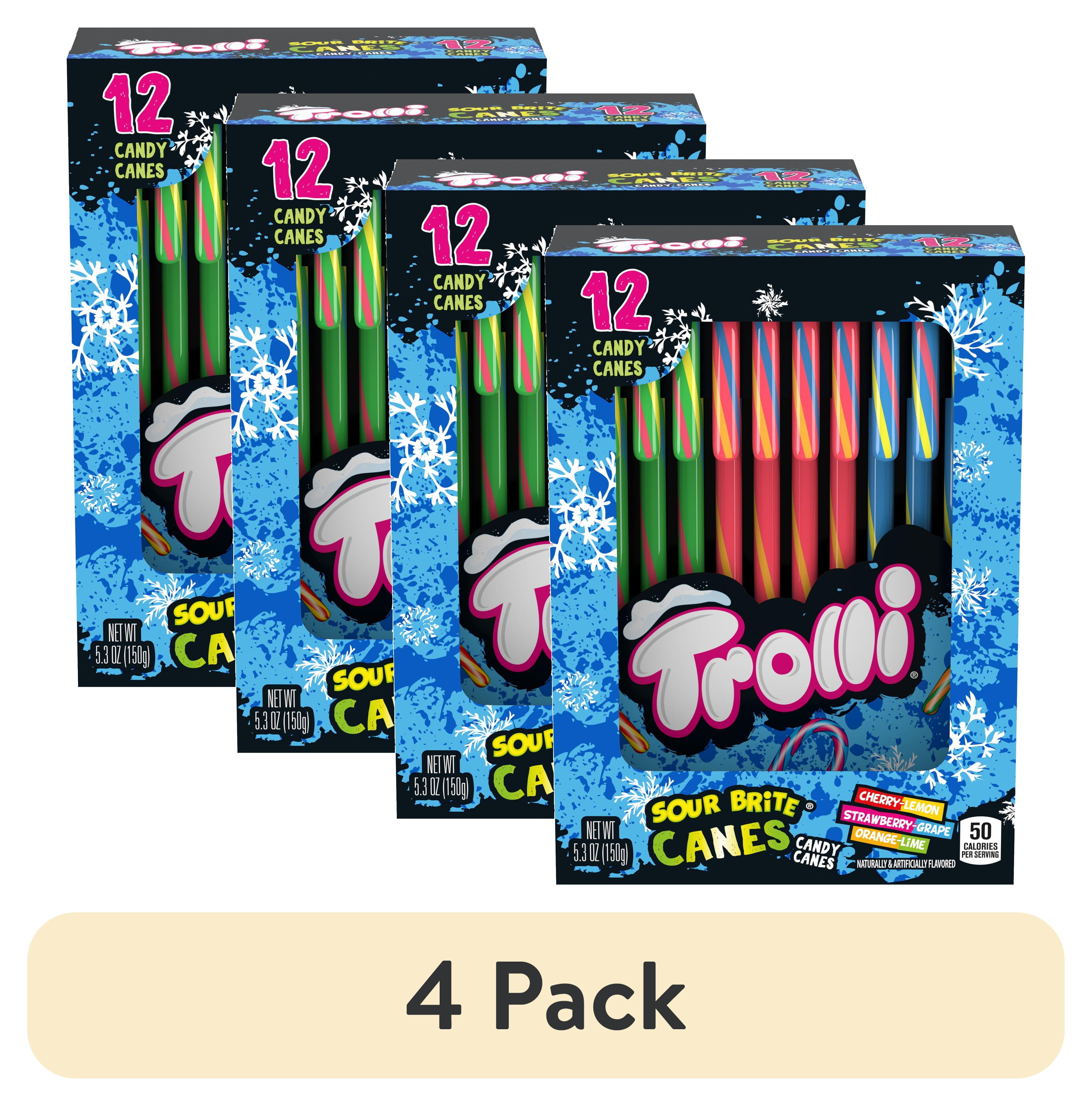 (4 pack) Trolli Sour Brite Candy Canes, Sour Candy Canes, Fruit ...