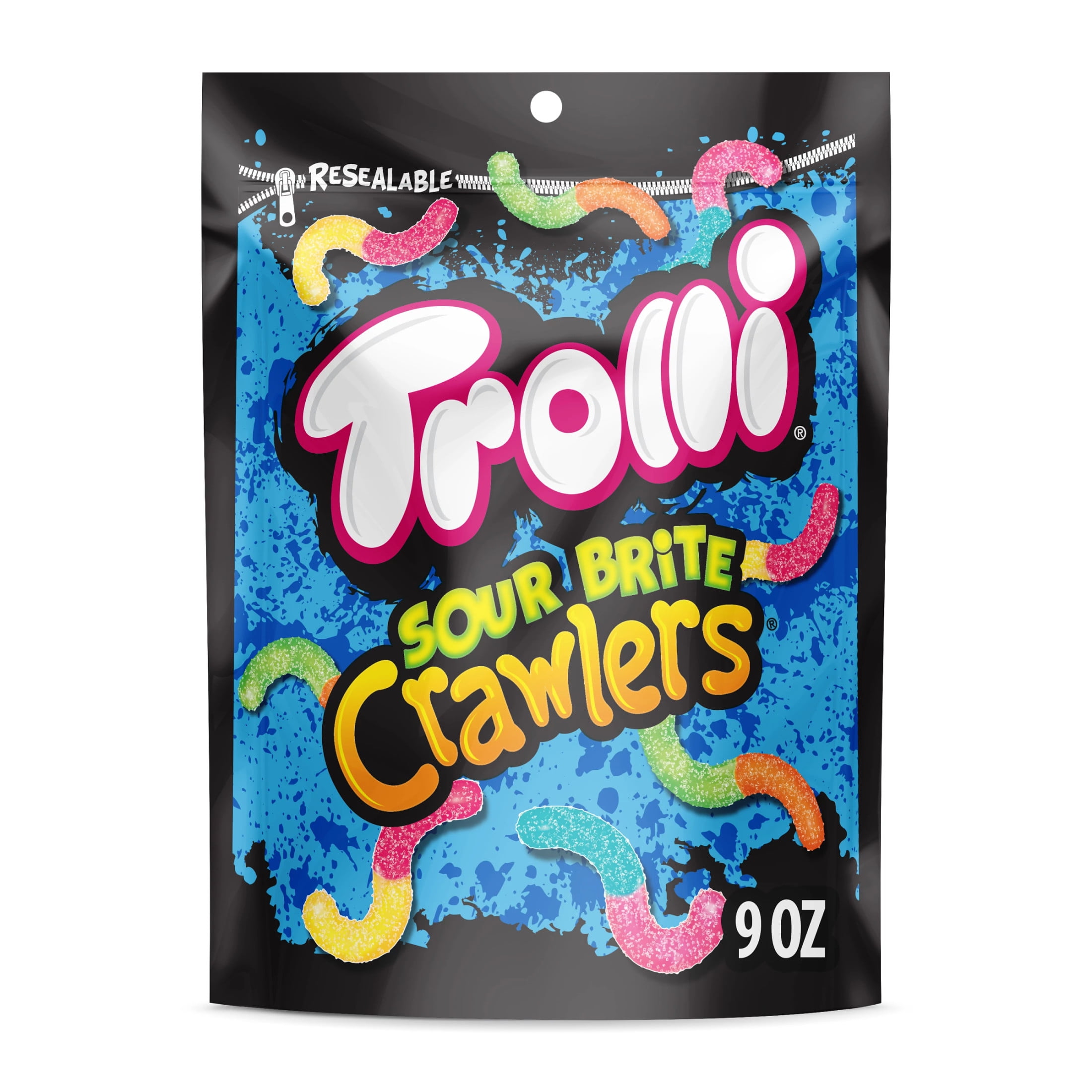 Trolli Bright Gummies Worms Candy, Sour Brite Crawlers, 9 Oz ...