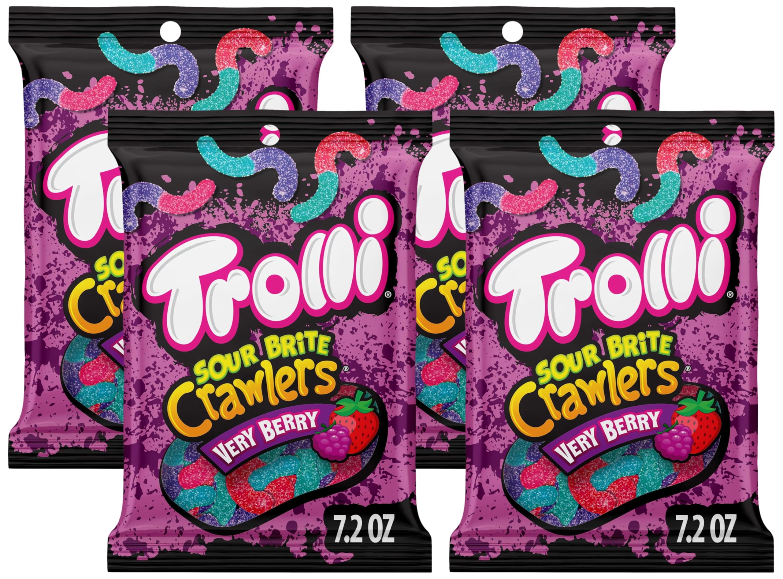 Trolli Sour Brite Crawlers Candy, Very Berry Flavored Sour Gummy Worms ...