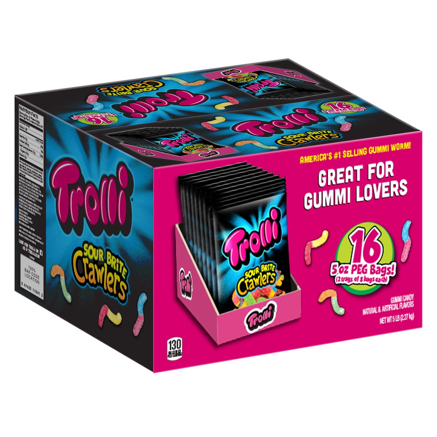 Trolli Sour Brite Crawlers Gummi Candy 16 - 5 oz Bags - Walmart.com
