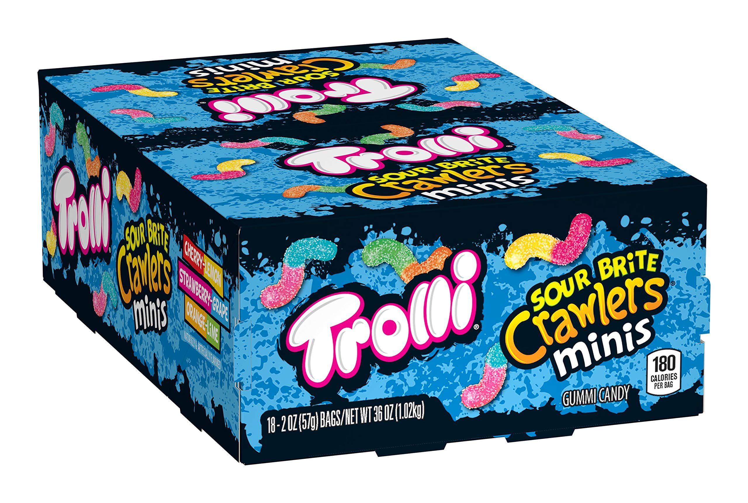 Trolli Sour Brite Crawlers Minis Candy, Sour Gummy Worms, 2 Ounce Treat ...