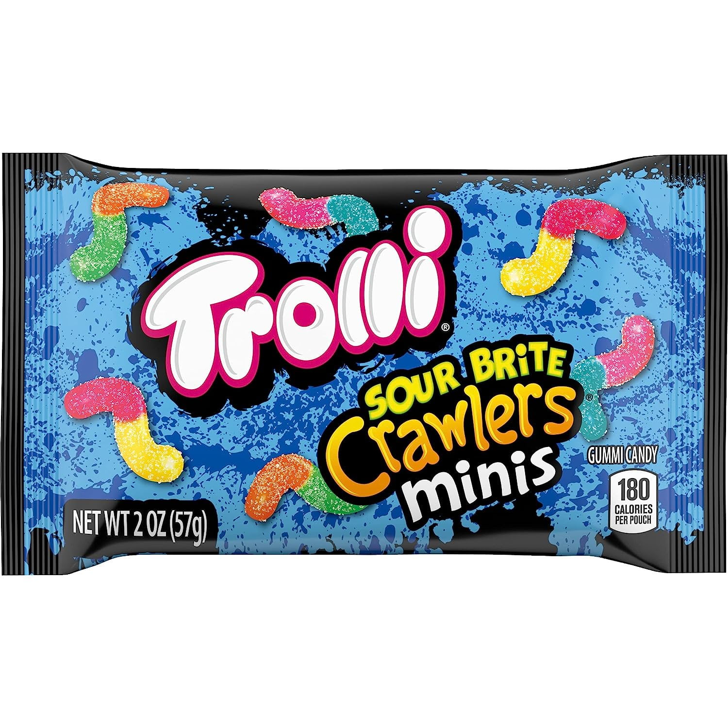 Trolli Sour Brite Crawlers Minis Candy, Sour Gummy Worms, 2 Ounce Treat ...