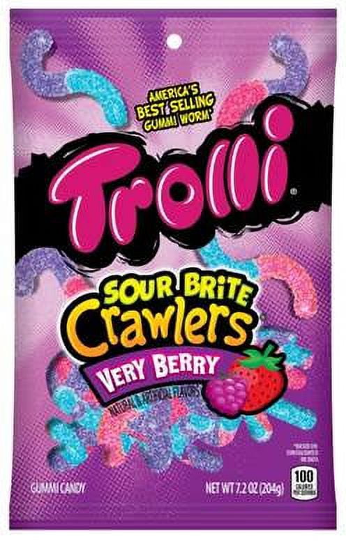 Trolli Sour Brite Crawlers Very Berry Gummi Candy, 7.2 Ounce - 8 per ...