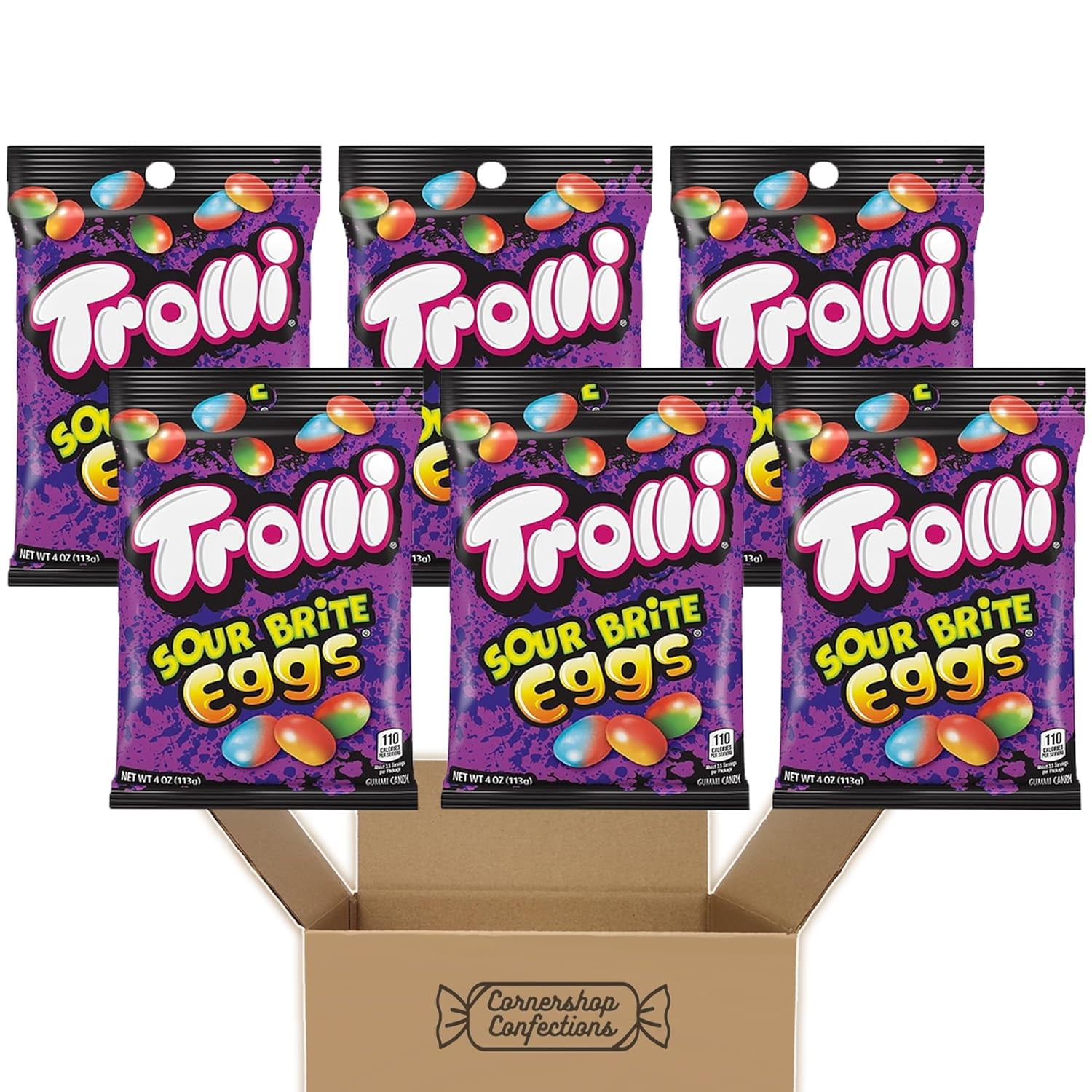 Trolli Sour Brite Eggs, 6 Bags, Chewy Sour Candy, Individually Sealed ...
