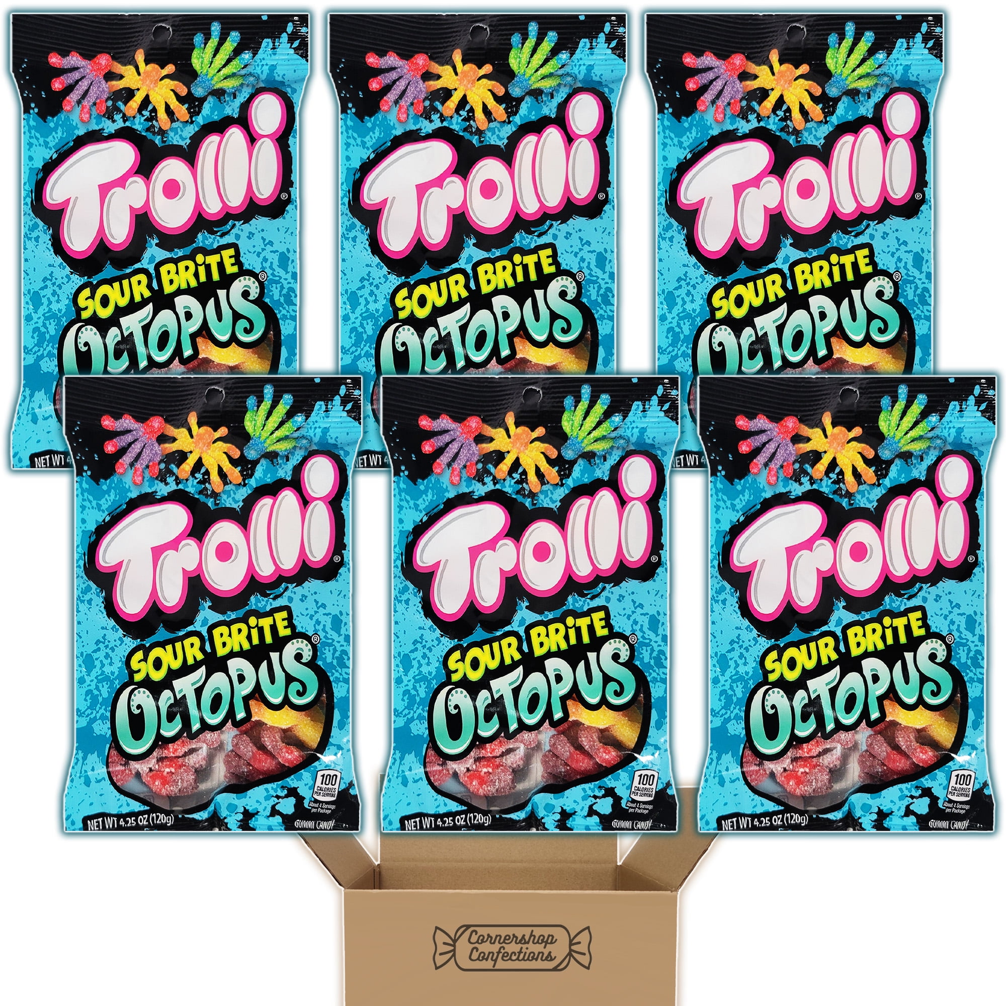 Trolli Sour Brite Octopus - 6 Individually Sealed 4.25oz Bags ...