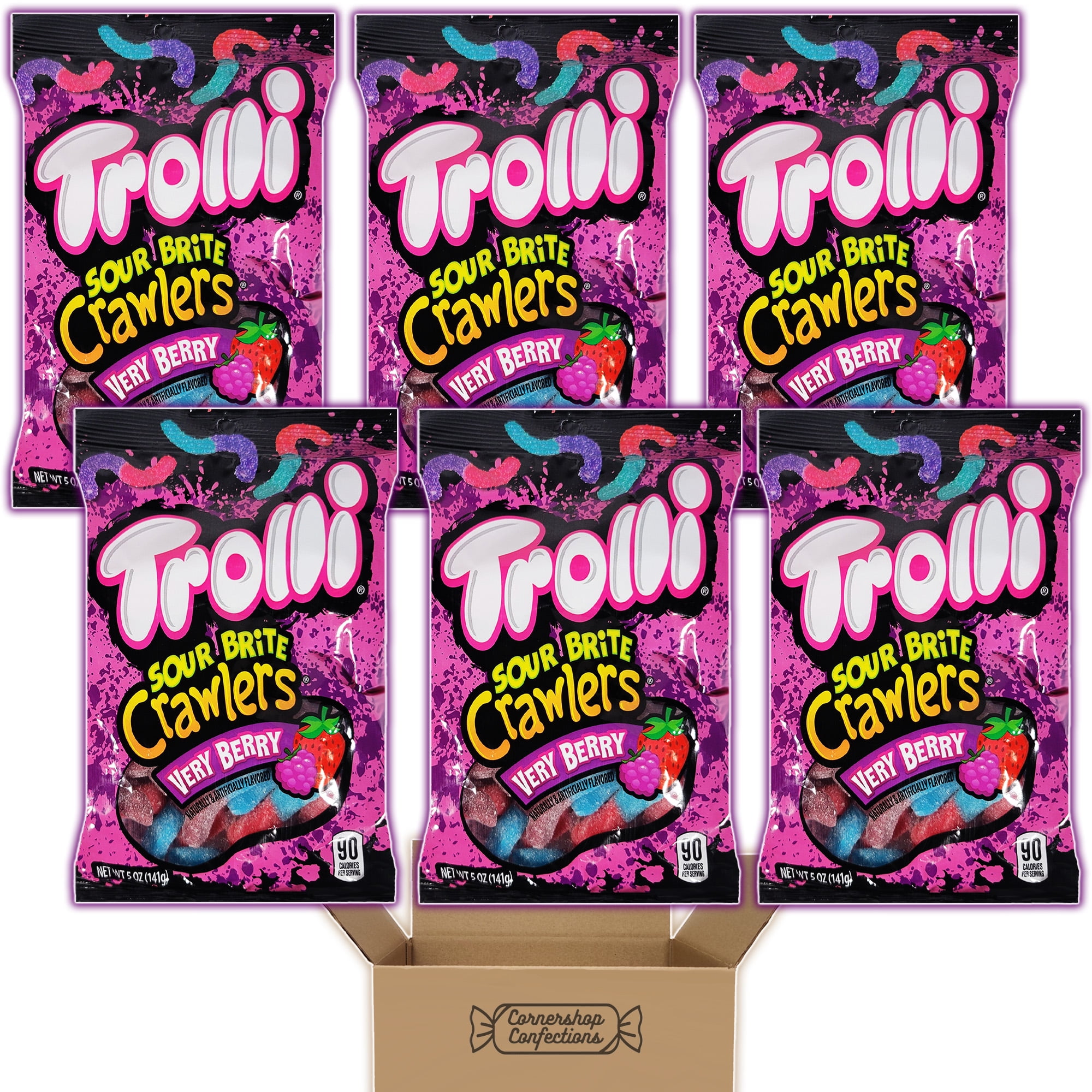 Trolli Sour Brite Very Berry Crawlers - 6 Individually Sealed 5oz Bags ...