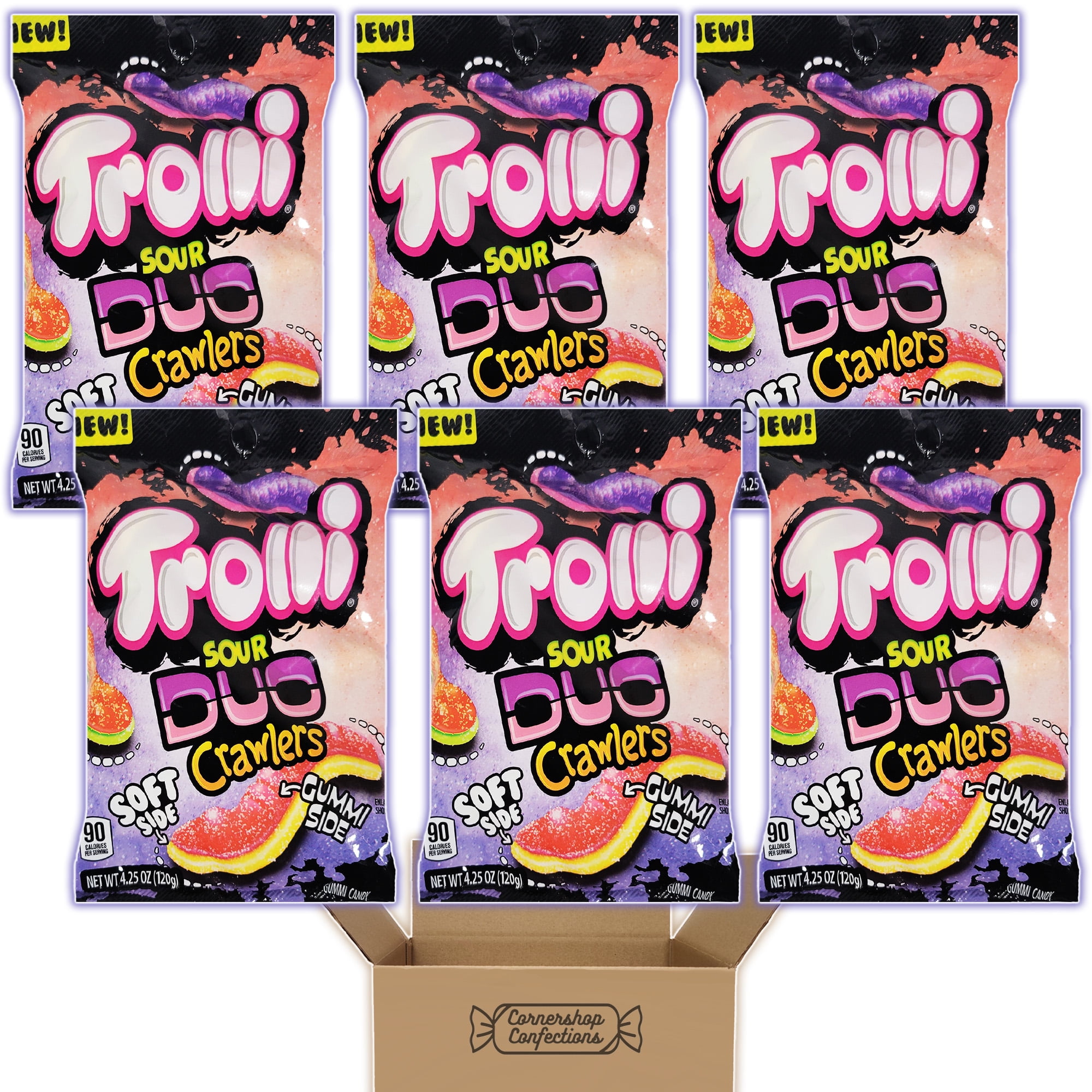 Trolli Sour Duo Crawlers - 6 Individually Sealed 4.25oz Bags - Contains ...