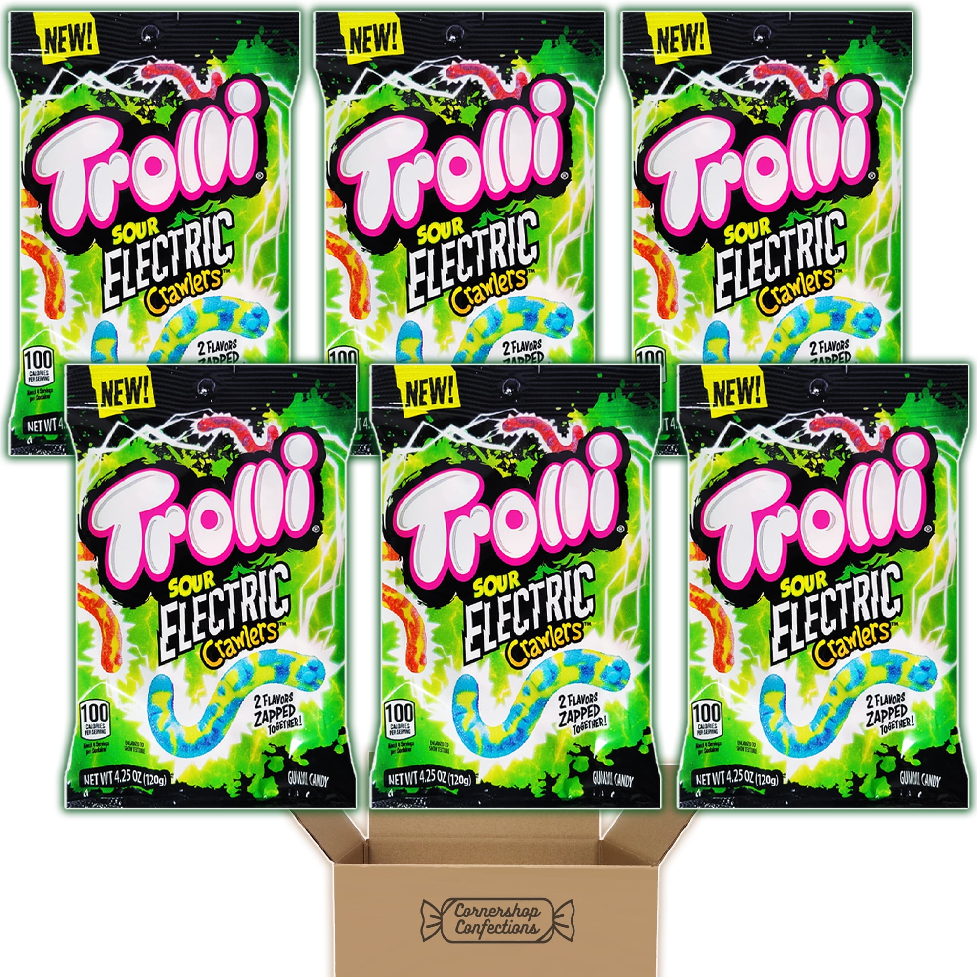 Trolli Sour Electric Crawlers - 6 Individually Sealed 4.25oz Bags ...