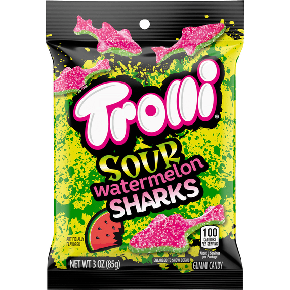 Trolli Sour Watermelon Sharks Gummi Candy 3 oz - Walmart.com