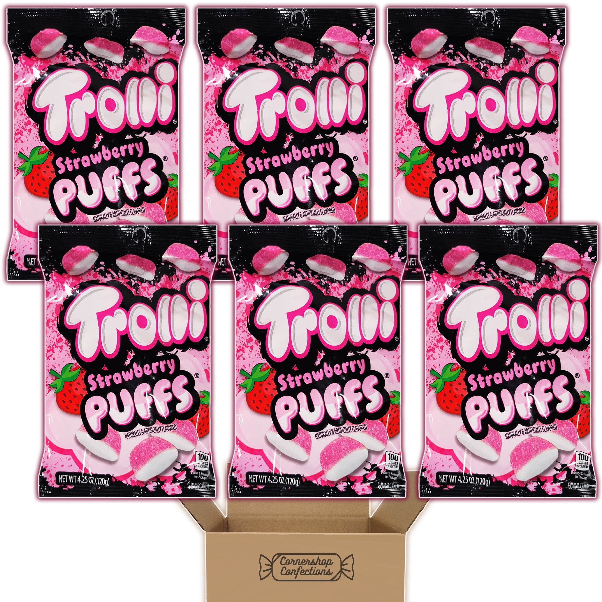 Trolli Strawberry Puffs - 6 Individually Sealed 4.25oz Bags - Contains ...
