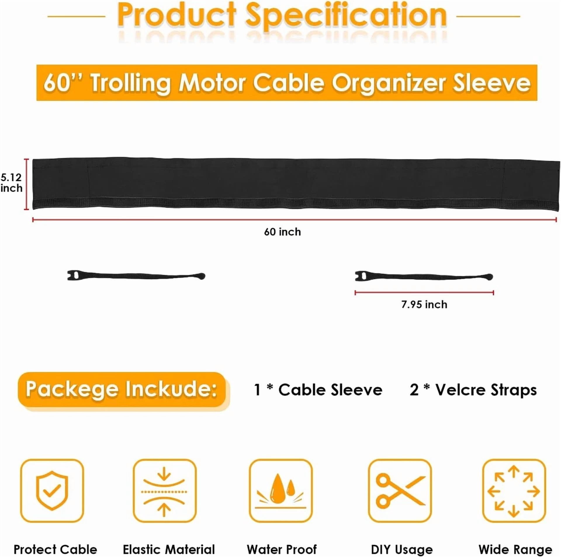 Trolling Motor Cable Organizer Sleeve Neoprene Troll Wire Cable Cover ...