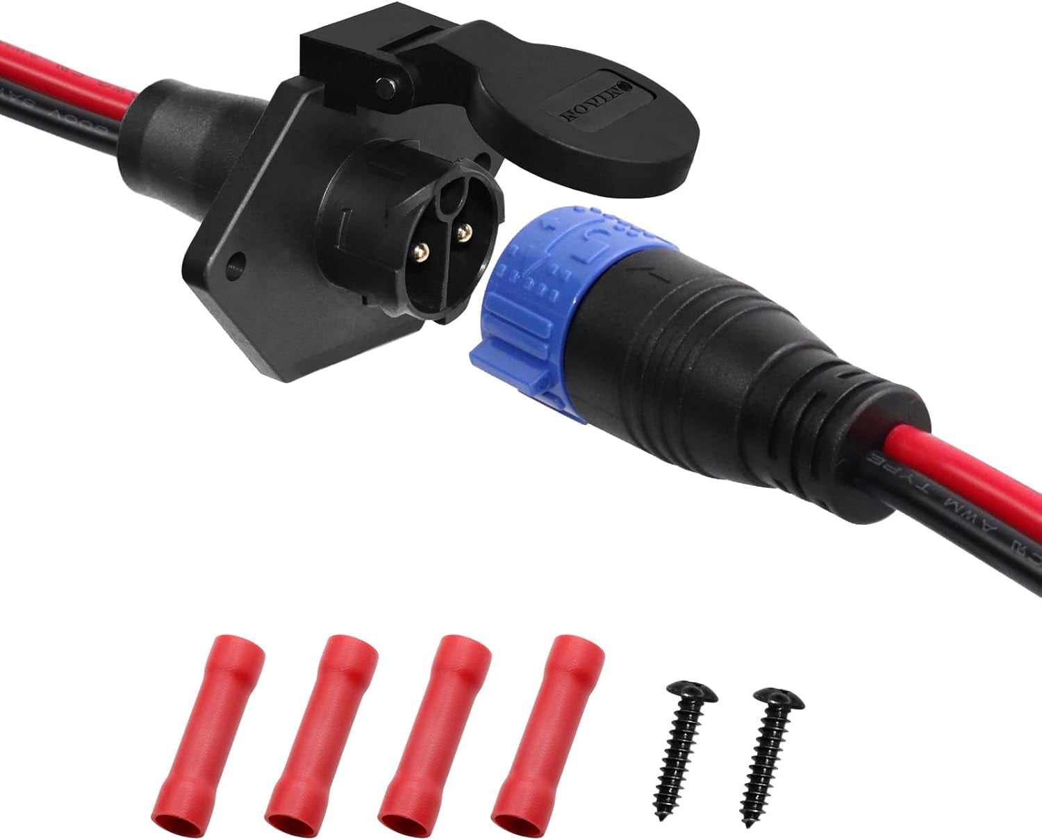 Trolling Motor Plug and Receptacle,12V/24V/36V/48V 2-Wire 8 Gauge 50A ...