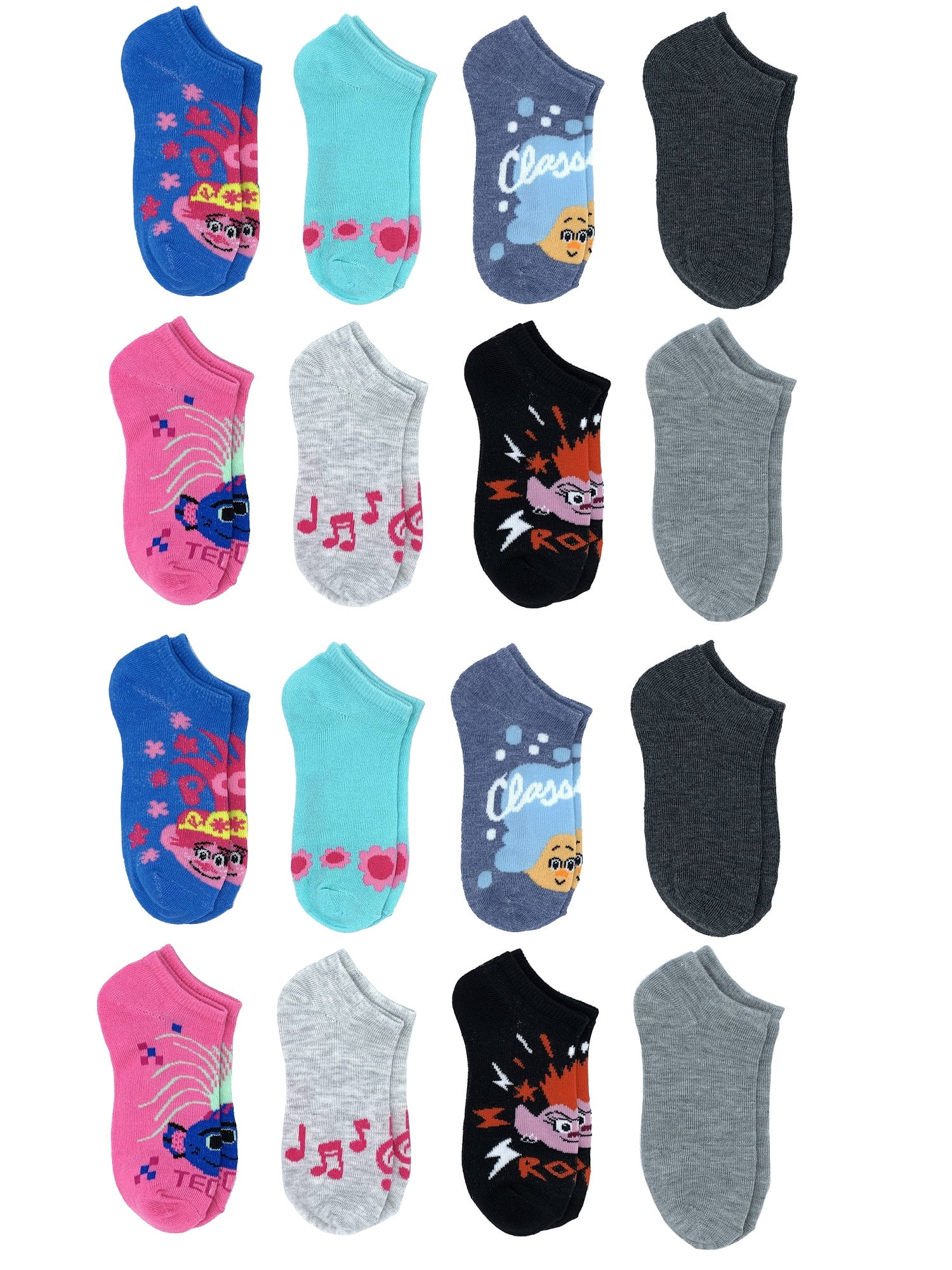 Trolls 2 Character Girls No Show Socks, 16-Pack, Sizes S-L - Walmart.com