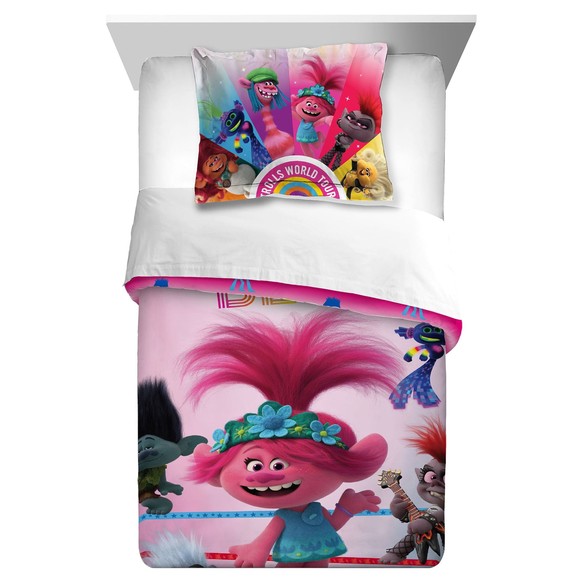 DreamWorks Trolls 2 Kids Twin/Full Size Reversible Comforter and Sham ...