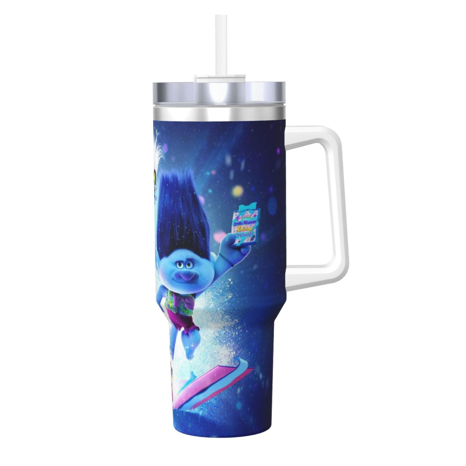 Trolls 40 oz Tumbler With Handle and Straw, Stainless Steel Vacuum ...