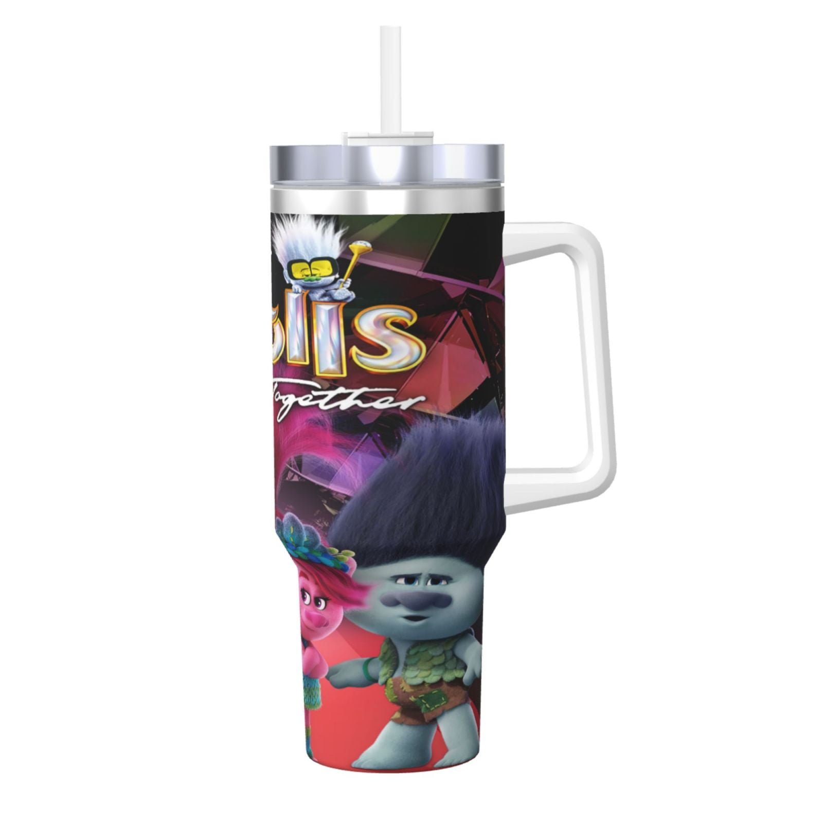 Trolls 40 oz Tumbler With Handle and Straw, Stainless Steel Vacuum ...