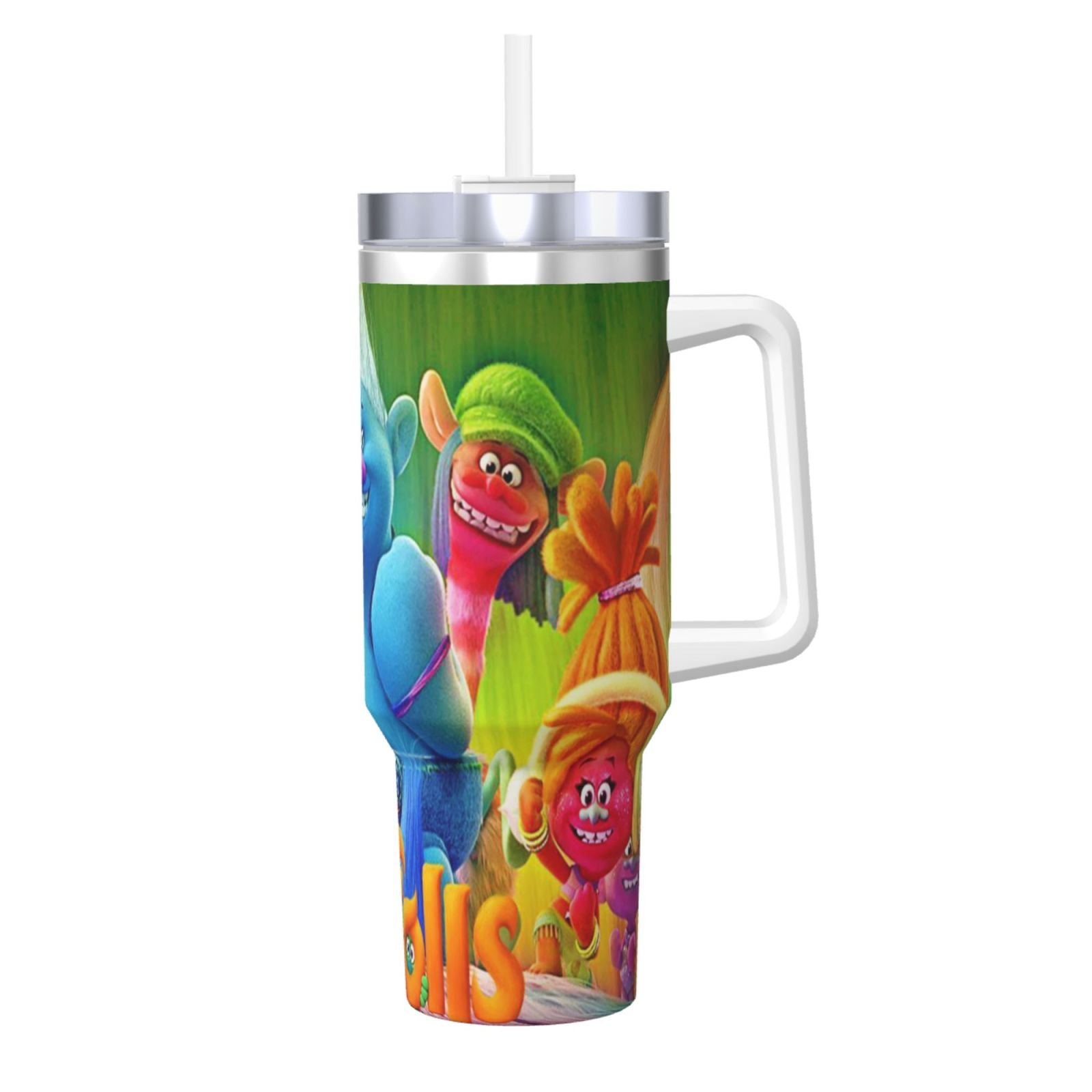 Trolls 40 oz Tumbler With Handle and Straw, Stainless Steel Vacuum ...