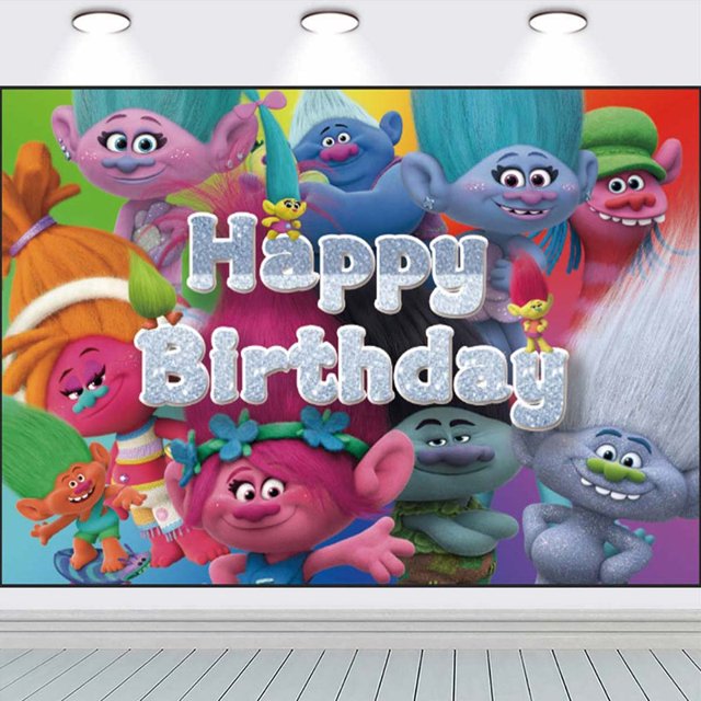 Trolls Background Backdrop Birthday BannerParty Supplies Taspestry Post ...