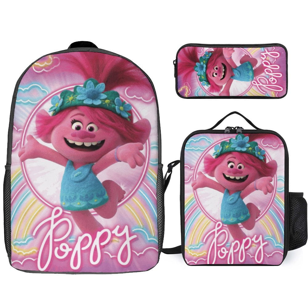 Trolls Backpack 3 Piece Set Travel Daypack Combination, Back to School ...