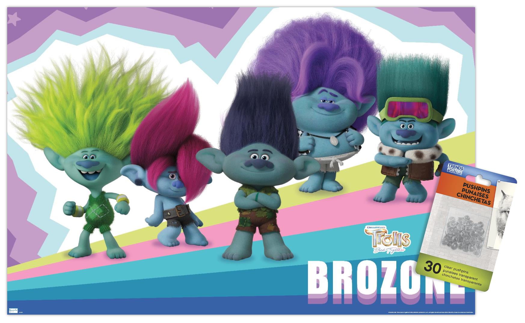Trolls: Band Together - Brozone Wall Poster with Push Pins, 14.725" x ...