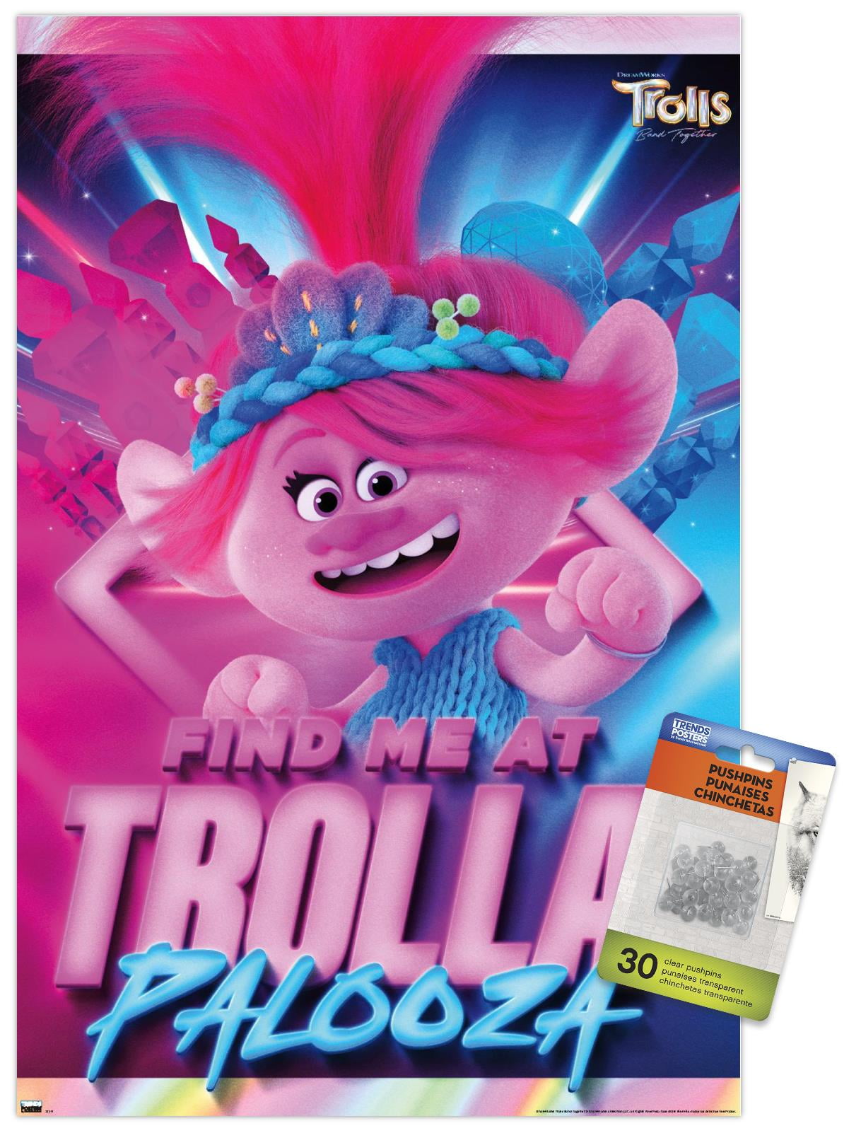 Trolls: Band Together - Poppy Wall Poster with Push Pins, 14.725" x 22. ...