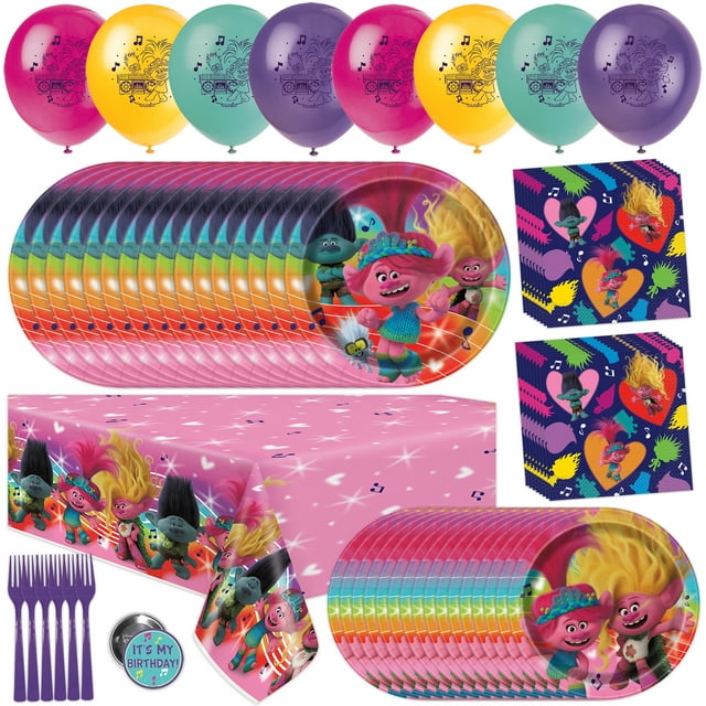 Trolls Birthday Party Decorations Supplies Kit for 16 Guests | Balloons ...