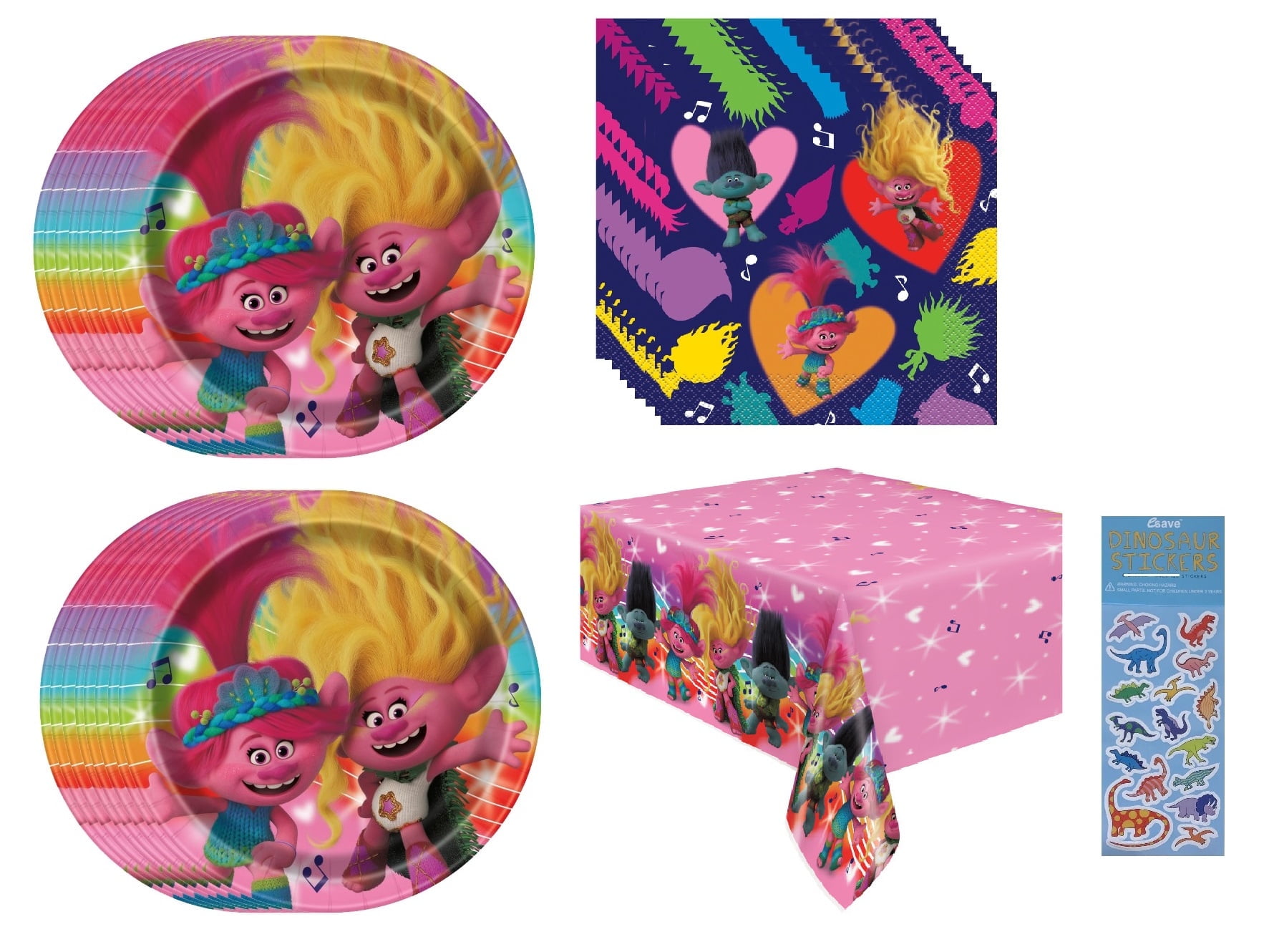 Trolls Birthday Party Supplies Bundle includes 16 Lunch Paper Plates 9 ...