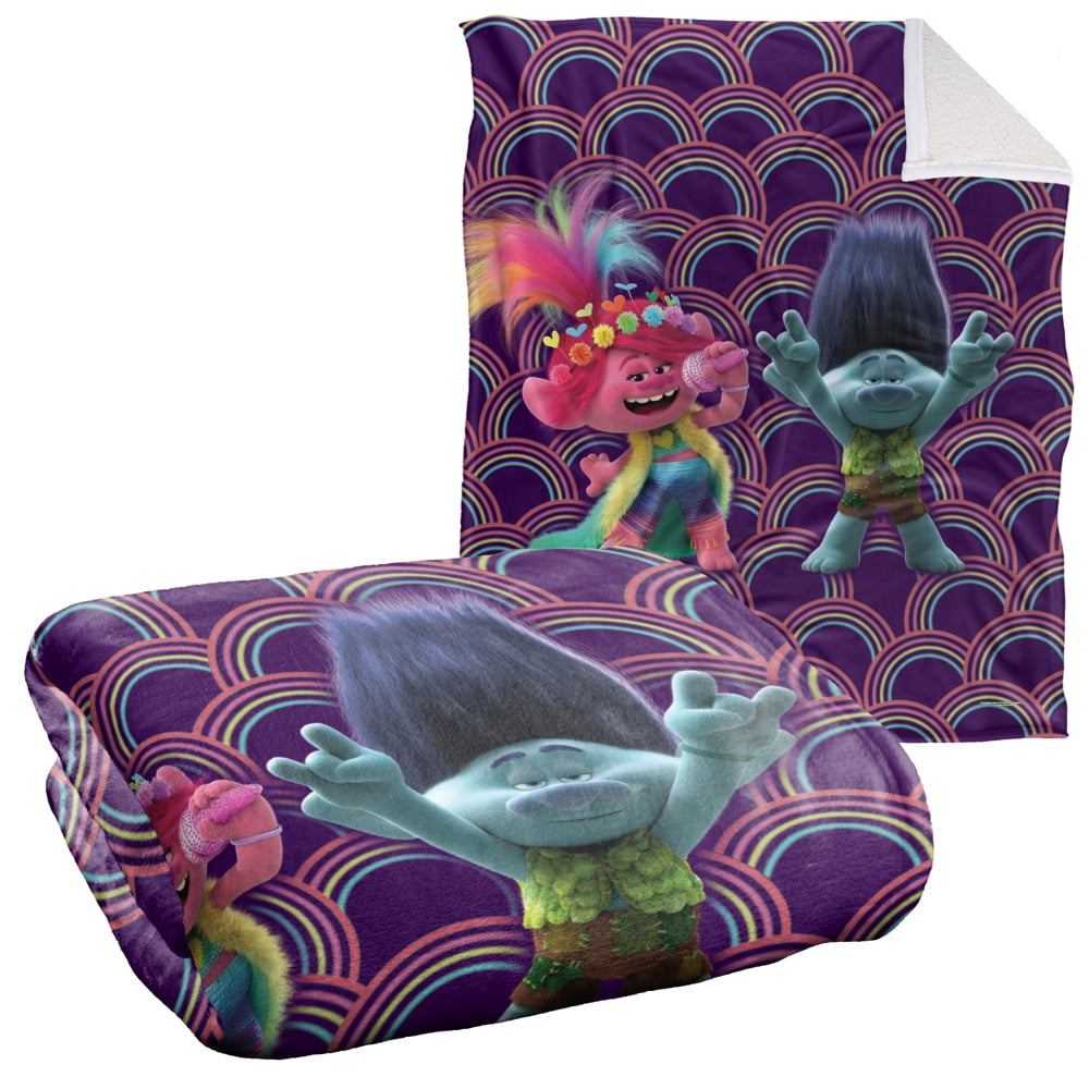 Trolls Blanket, 50"x60", Cheer Up Silky Touch Sherpa Back Super Soft ...