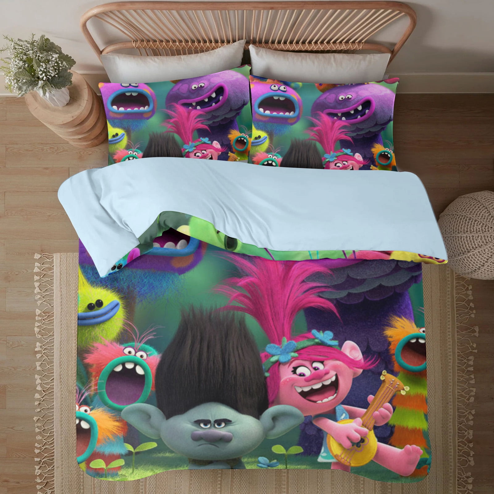 Trolls Blanket Home Textile Bedding Three-piece Set – 2 Pillowcases and ...