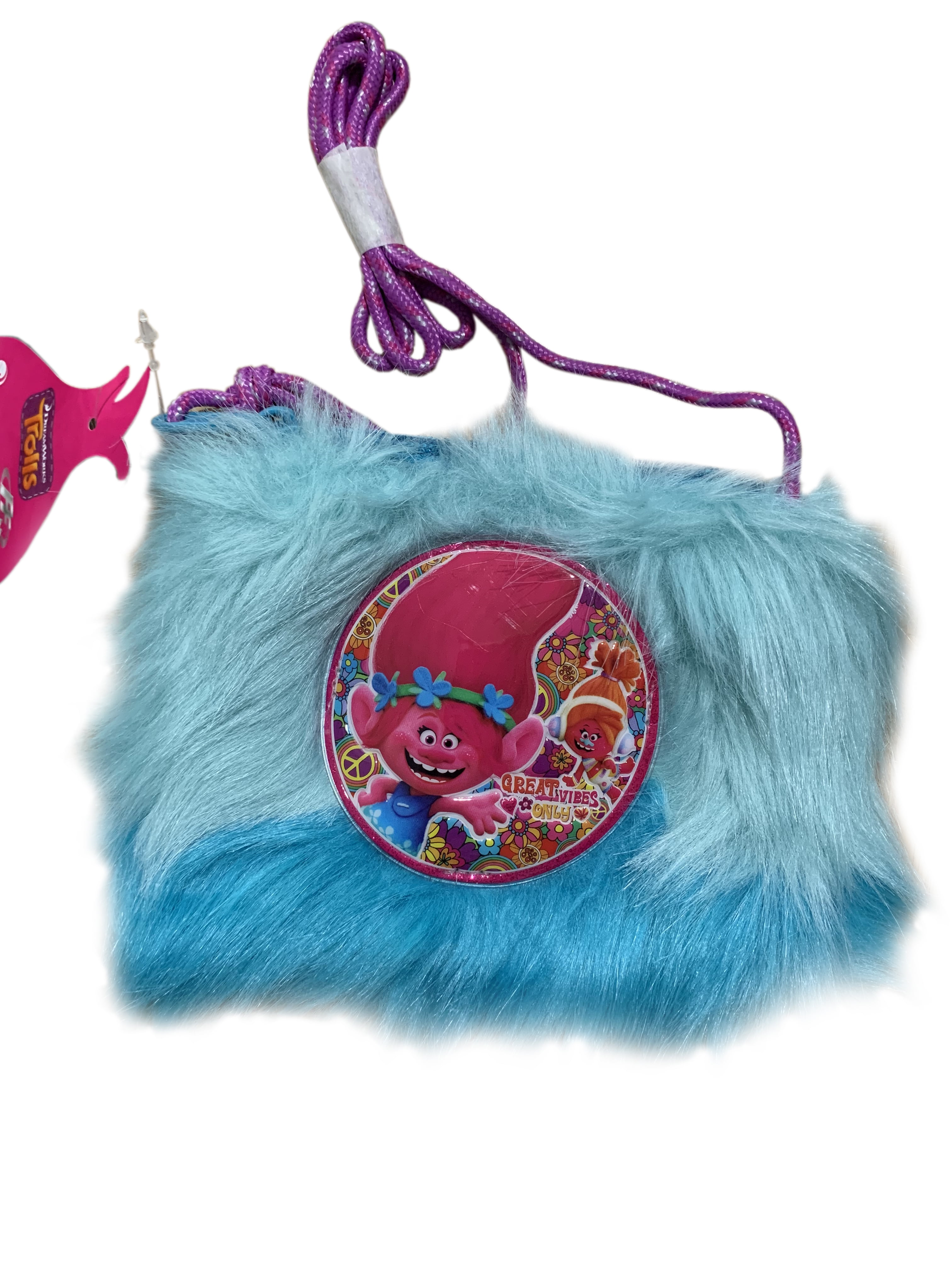 Trolls Blue Fluffy Crossbody Coin Purse Pouch Wallet Cross Body ...