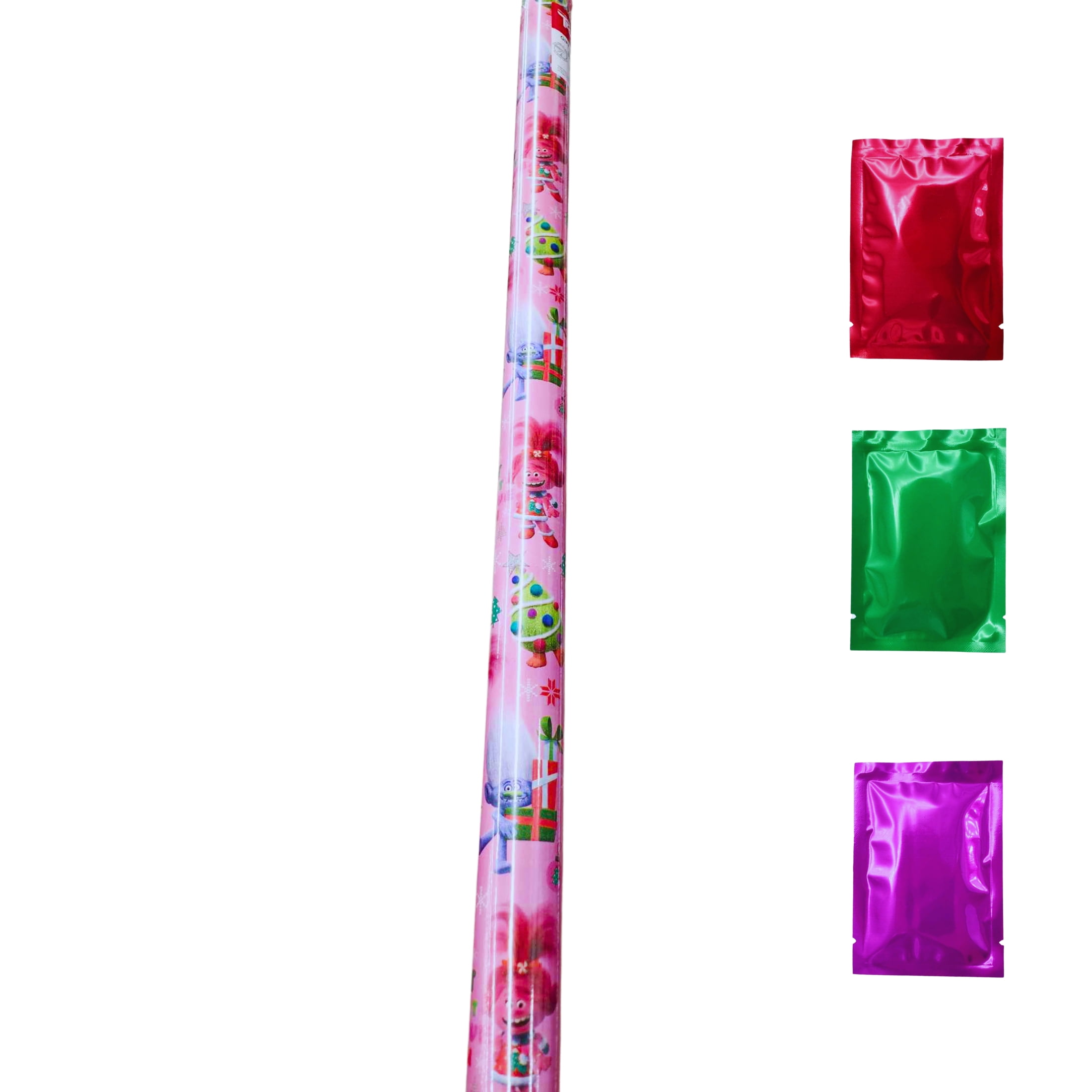 Trolls Christmas Pink Premium Gift Wrapping Paper (1 Roll, Total 60 sq ...