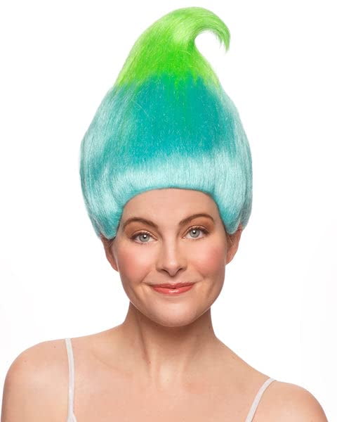 Trolls Creek Color Sky Blue/Lime - Enigma Wigs Colorful Twins Trollz ...