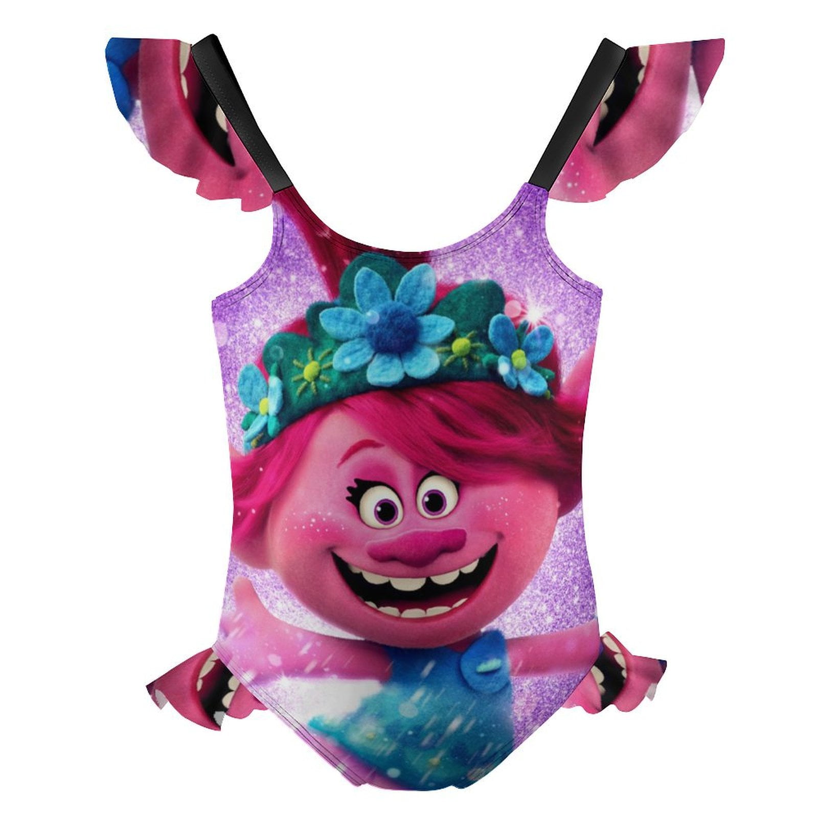 Trolls Girls Swimsuit Ruffle One-piece Beachwear Kids Cute Swimwear ...