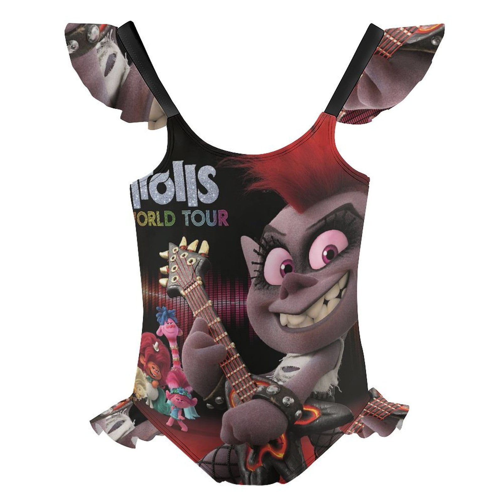 Trolls Girls Swimsuit Ruffle One-piece Beachwear Kids Cute Swimwear ...