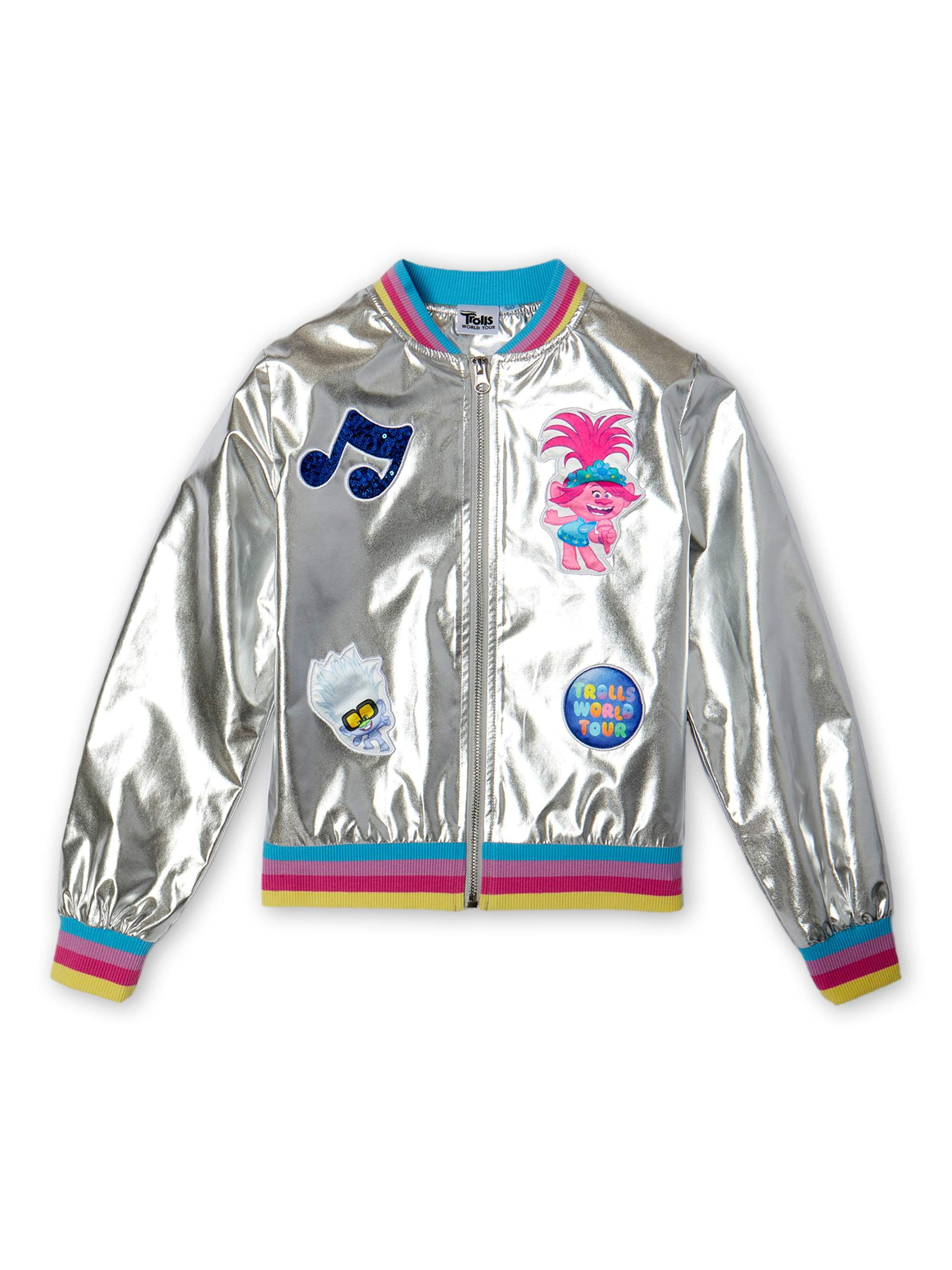 Trolls Girls Patchwork Bomber Jacket - Sizes 4-16 - Walmart.com