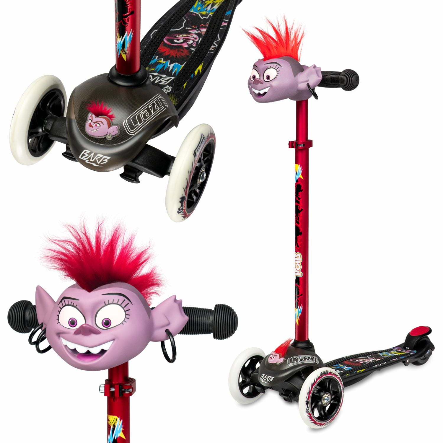 Trolls Kick Scooter for Kids by Crazy Skates - Featuring Poppy or Barb ...