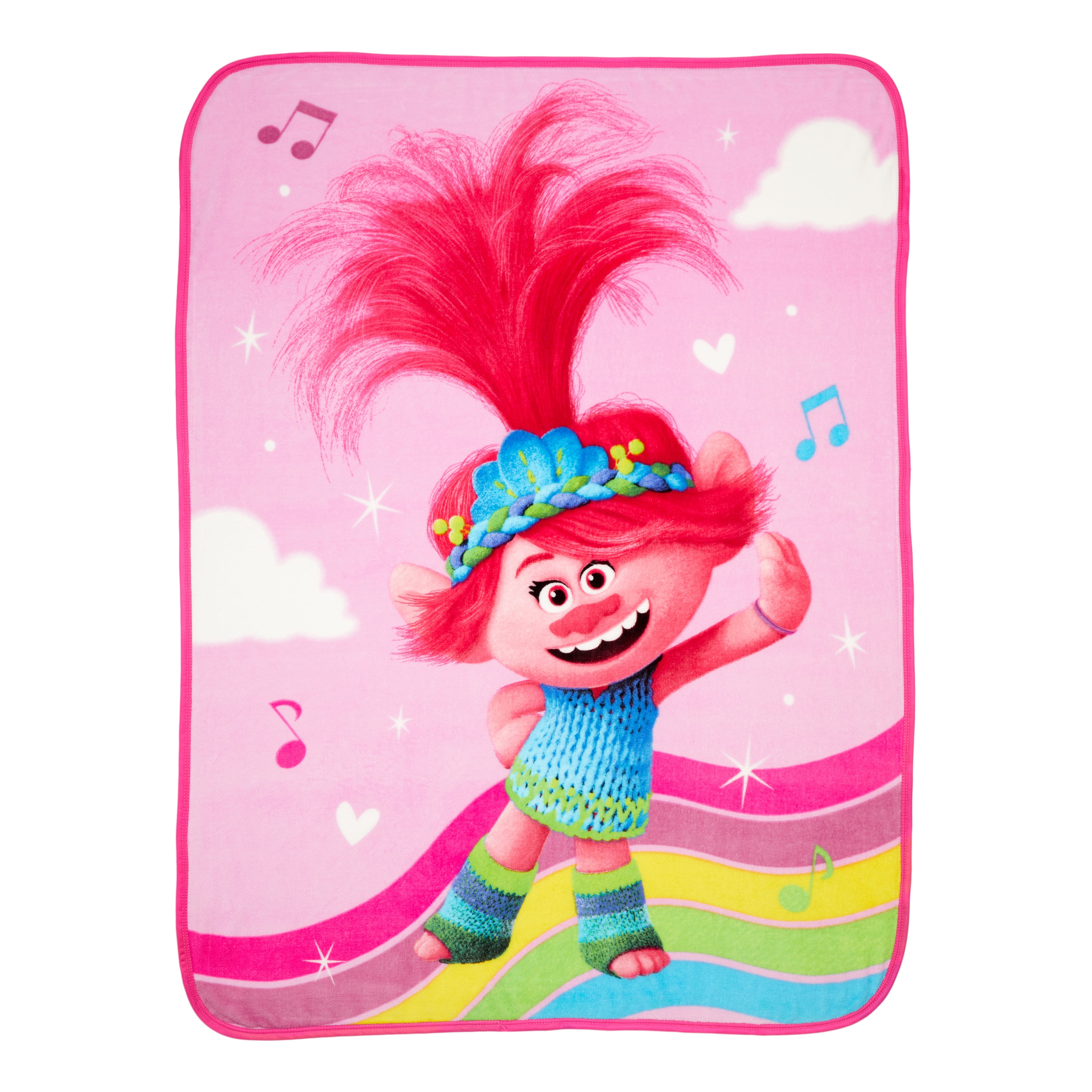 DreamWorks Trolls Kids Plush Blanket, Coral Fleece Throw, 46 x 60, Pink ...