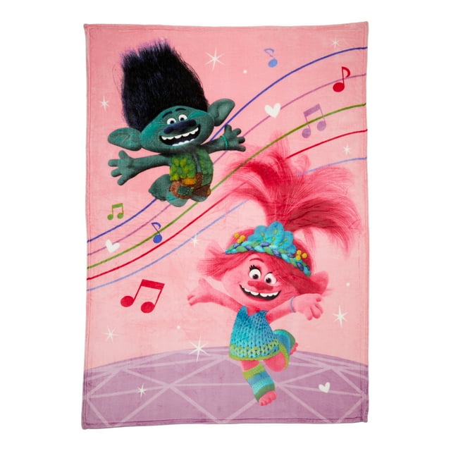 Trolls Kids Plush Blanket, Twin/Full Size, 62"x90", Pink, DreamWorks ...