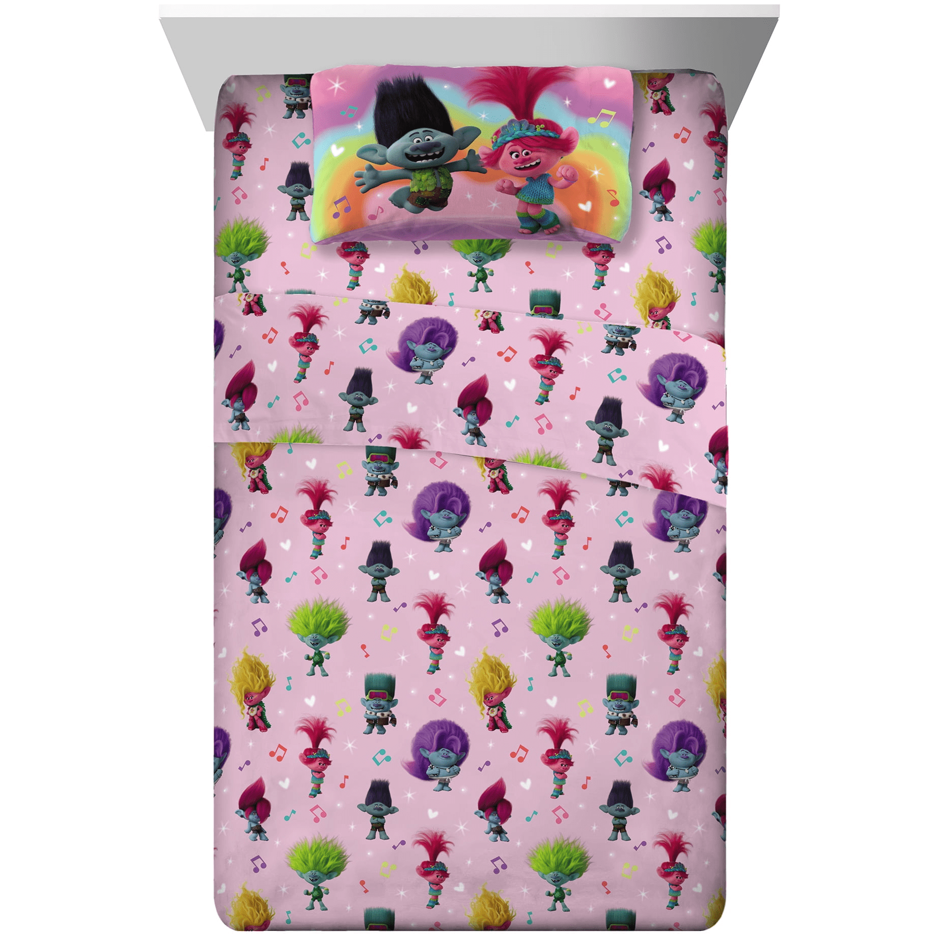 Trolls Kids Twin Sheet Set, Pink, DreamWorks - Walmart.com
