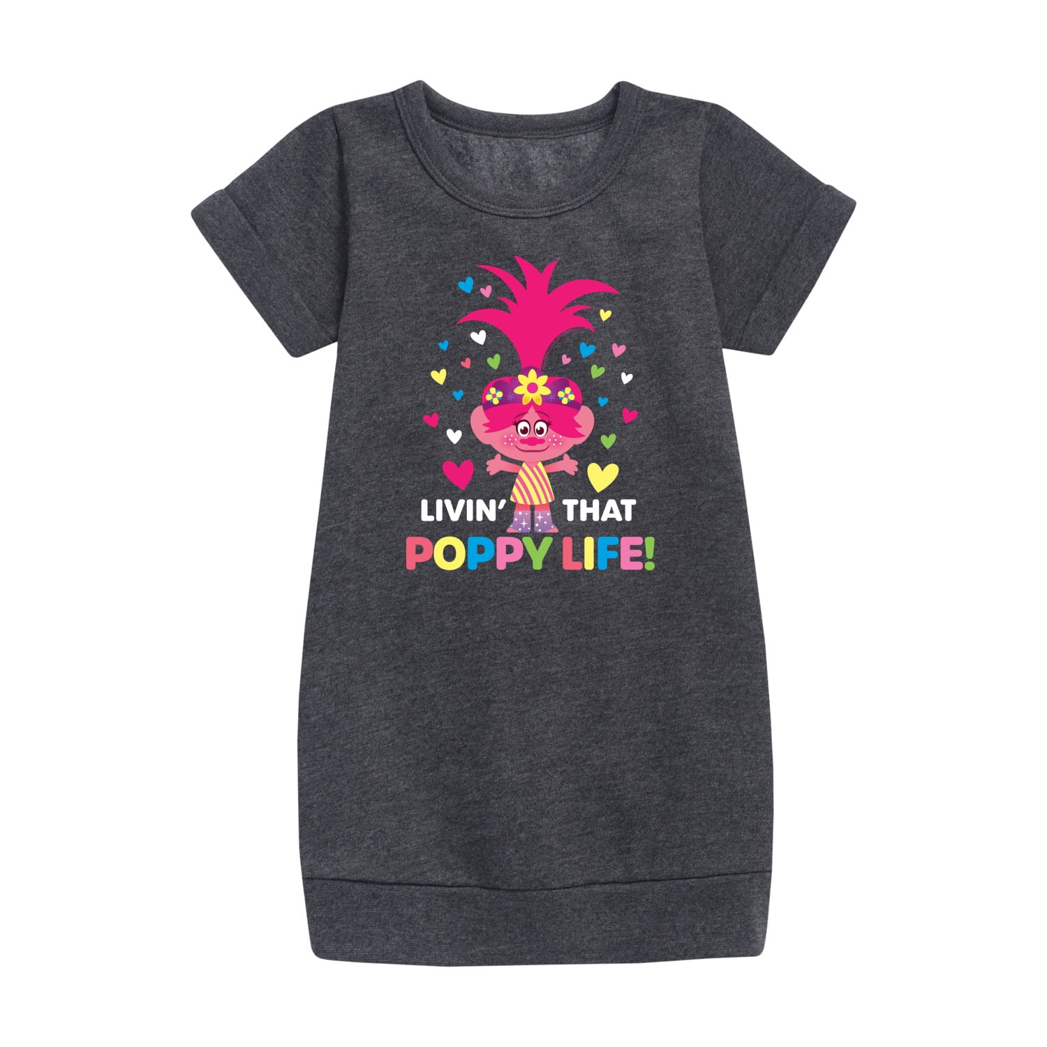 Trolls - Livin That Poppy Life - Toddler & Youth Girls Fleece Dress ...