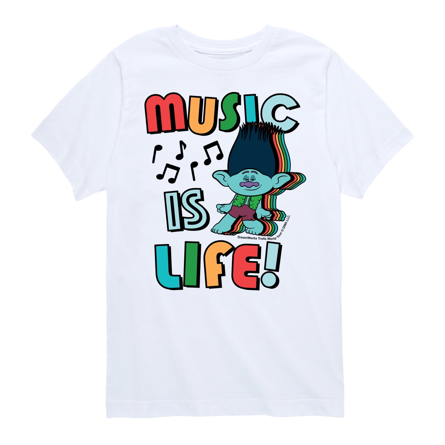 Trolls - Music Is Life Branch - Toddler & Youth Short Sleeve Graphic T ...